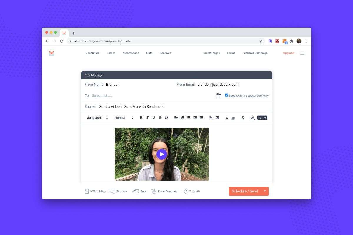 Send a Video in SendFox Send a Video in SendFox